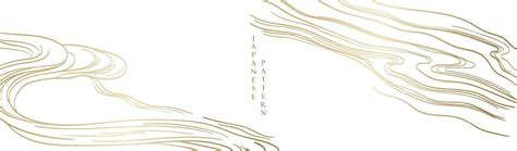 Hand Drawn Line Wave With Japanese Pattern Vector Oriental Decoration With Banner Design Flyer