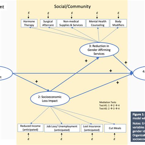 Hypothesised Structural Equation Model With Two Proposed Tests For