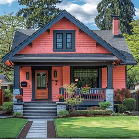 Cheerful And Bold Exterior Color Combinations With Bright Coral And