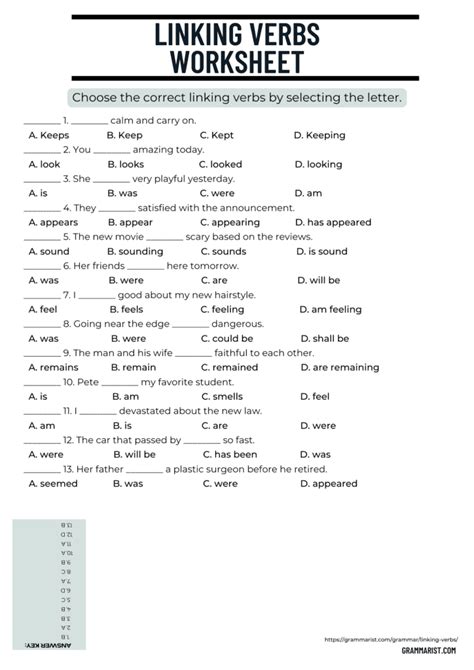 Linking Verbs List Examples And Worksheet Linking Verbs List Examples And Worksheet