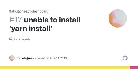 unable to install yarn install · issue 17 · flatlogic react