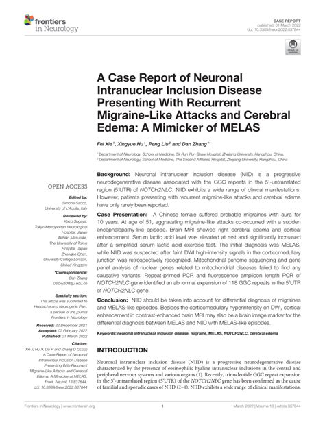 Pdf A Case Report Of Neuronal Intranuclear Inclusion Disease Presenting With Recurrent