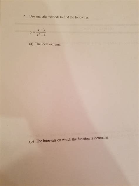 solved 3 use analytic methods to find the following y x