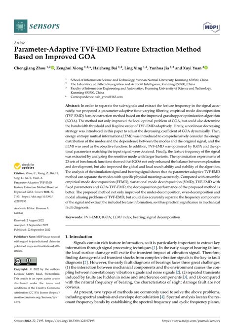 pdf parameter adaptive tvf emd feature extraction method based on