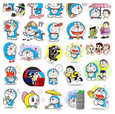 40 Pcs Doraemon Sticker Pack Anime Stickers Decorative Etsy