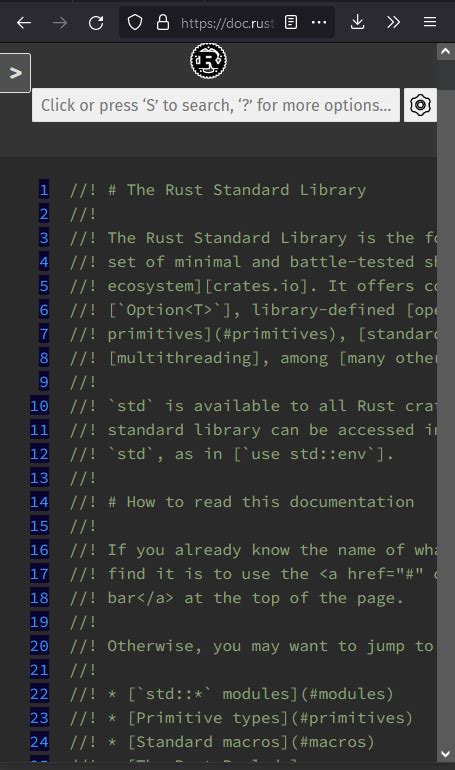 Rustdoc Line Number Desynchronization On Iphone Safari · Issue 102404 · Rust Langrust · Github