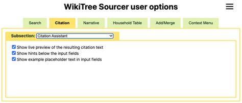 Citation Assistant Options