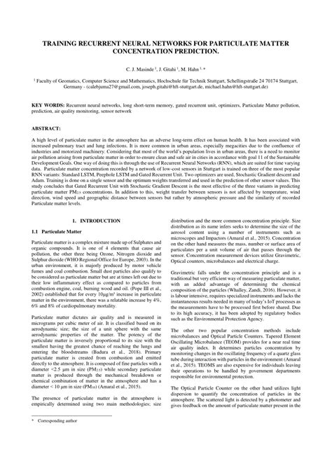 Pdf Training Recurrent Neural Networks For Particulate Matter