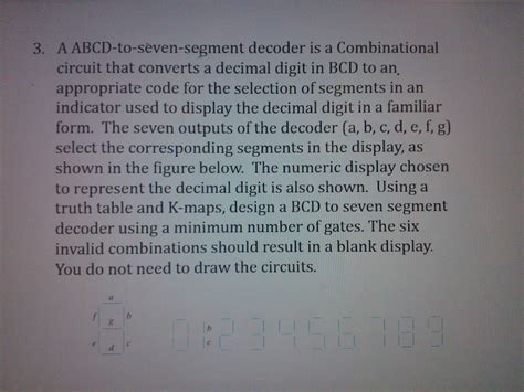 Solved 3 A Abcd To Seven Segment Decoder Is A Combinational