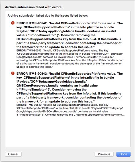 Can T Upload IOS App To ITunes With Xcode 7 And GoogleMaps With Podfile Stack Overflow