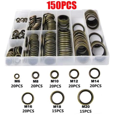 100 150pcs Bonded Seal Sealing Ring Oil Drain Screw Combined Washer M6 M8 M10 M12 M14 M16 M18