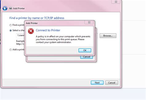 Solution Connect To Printer A Policy Is In Effect On Your Computer Which Prevents You From