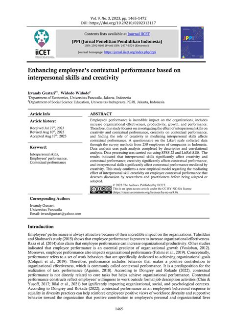 Pdf Enhancing Employees Contextual Performance Based On Interpersonal Skills And Creativity
