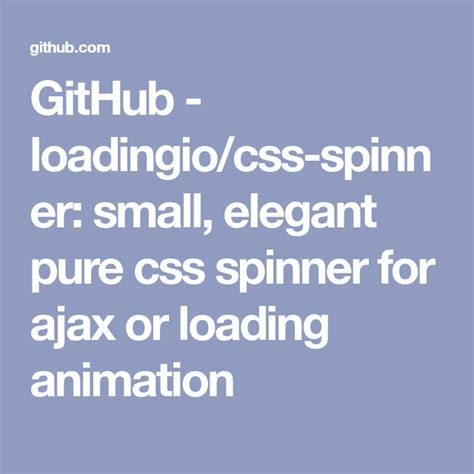 GitHub Loadingio Css Spinner Small Elegant Pure Css Spinner For