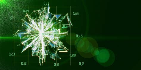흐린 선으로 선과 점을 연결하는 추상 기술 배경 양자 컴퓨터 분석 개념 및 렌즈 효과 인공 지능을 학습 빅 데이터 퀀텀은 데이터의 폭발을 분석합니다 개념에 대한 스톡 벡터