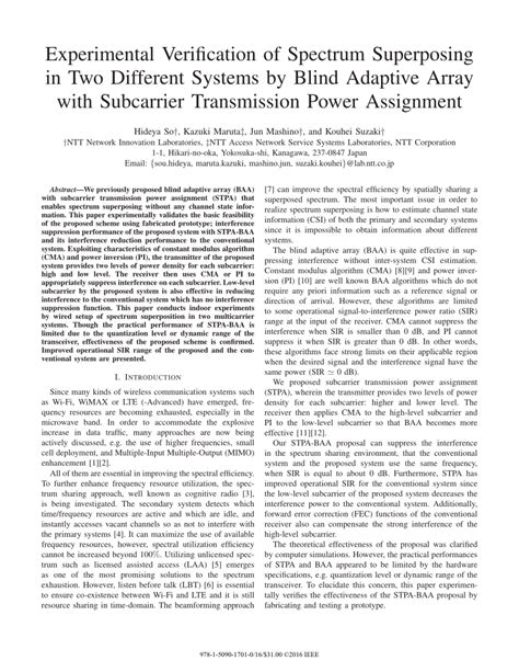 Pdf Experimental Verification Of Spectrum Superposing In Two Different Systems By Blind
