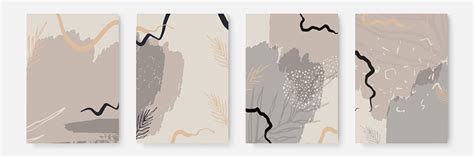 꽃 배경 세트 인사말 카드 또는 커버 프리젠 테이션 디자인 템플릿을위한 복사 공간이있는 최소한의 트렌디 한 스타일의 추상적 인 창조적 인 배경 어스 톤 컬러 소셜 미디어