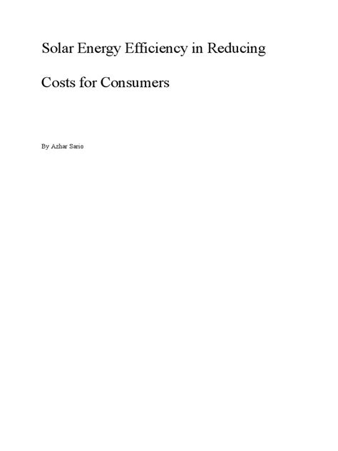 solar energy efficiency in reducing costs for consumers pdf solar