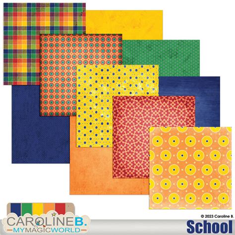 School Papers Set 10pp Caroline B Design Digital