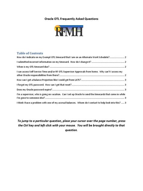 oracle otl frequently asked questions pdf password communication