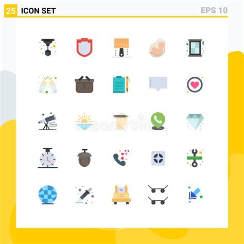 Pictogram Set Of 25 Simple Flat Colors Of Snow Fetus Development