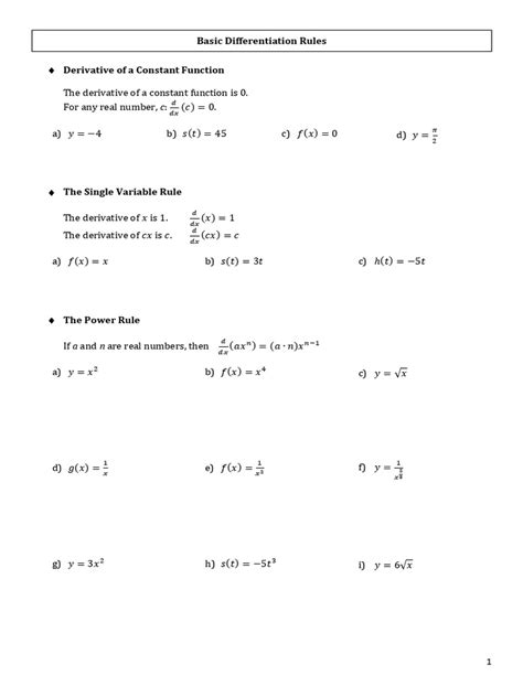 2 Basicdifferentiationrules Pdf Derivative Analysis