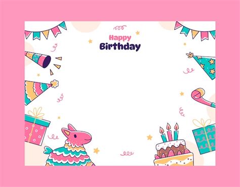 손으로 그린 생일 축하 Photocall 무료 벡터