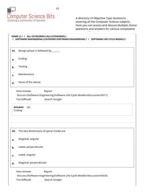 software engineering multiple choice questions and answers software