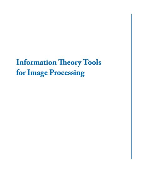 Pdf Information Theory Tools For Image Processing