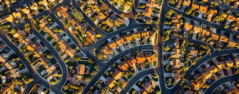 An Aerial View Of A Suburban Neighborhood With Winding Roads And Cul De