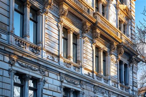 Finished Facades Of Buildings Made With Granite Limestone And Sandstone Demonstrating The