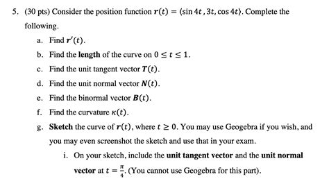 Solved 5 30 Pts Consider The Position Function R T
