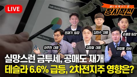 5월22일 장시작전 테슬라 66 급등 신고가 행진 Sandp500 나스닥 실망스런 금투세 공매도 재개 김형철