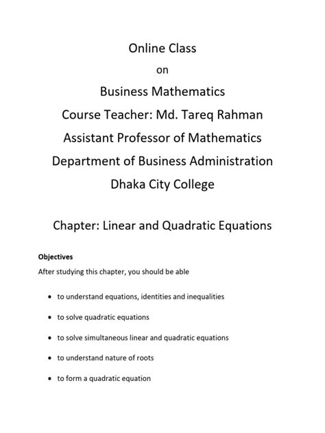 Equation Pdf Quadratic Equation Equations