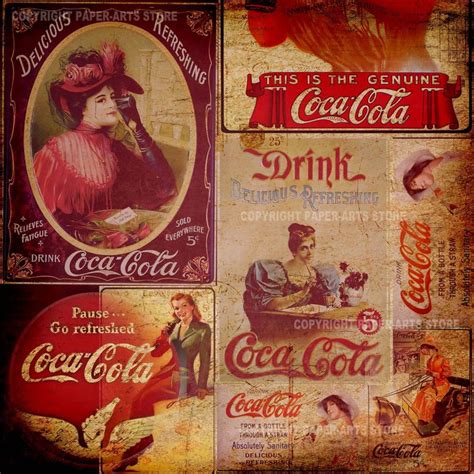 Coca Cola Vintage Papers Commercial Use Ok Digital Scrapbooking Papers