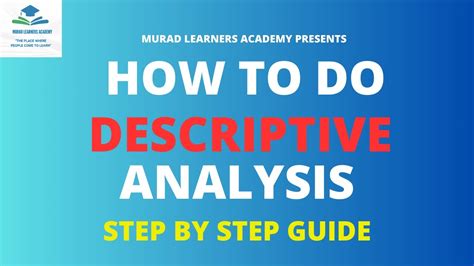 How To Do Descriptive Analysis L Step By Step L Descriptive Analysis With Easy Examples Youtube
