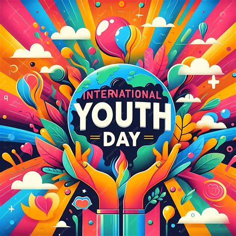 A Poster For A Young Youth Day With Colorful And Colorful Clouds In The