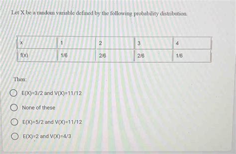 Solved Let X Be A Random Variable Defined By The Following Probability