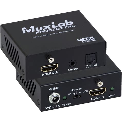 MuxLab 4K 60 HDMI To HDMI Extender With Audio Extraction 500436