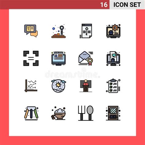 16 User Interface Flat Color Filled Line Pack Of Modern Signs And