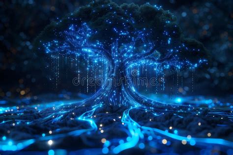 Tree Data Digital Technology Network Symbol Green Line Circuit Ecology