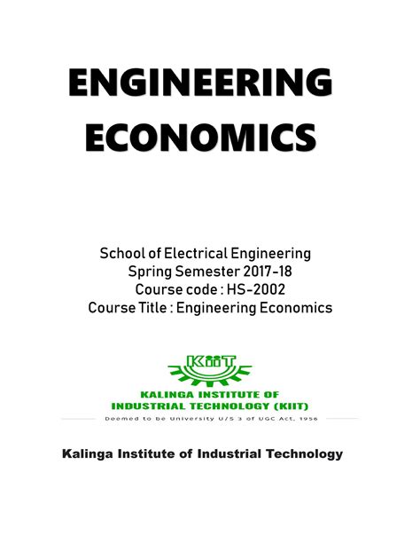 Economics Lecture Notes Engineering Economics KIIT University Studocu