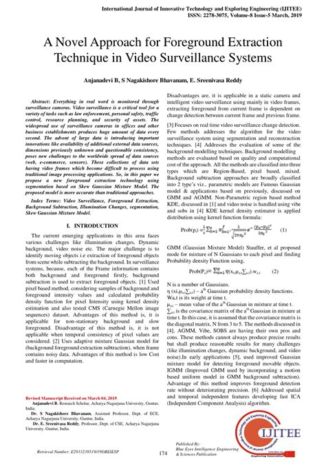 Pdf A Novel Approach For Foreground Extraction Technique In Video Surveillance Systems