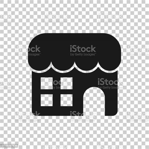 투명 한 스타일의 식료품 점 아이콘입니다 격리 된 배경에 건물 벡터 일러스트 레이 션을 쇼핑 시장 부티크 비즈니스 개념입니다 0명에 대한 스톡 벡터 아트 및 기타 이미지