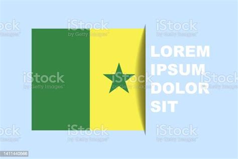 복사 공간이있는 반 세네갈 플래그 벡터 그림자 스타일이있는 국가 국기 수평 슬라이드 효과 세네갈 아이콘 디자인 자산 관광객에