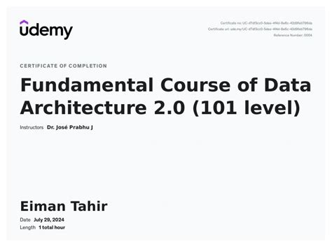 Completed Data Architecture Course At Udemy Eiman Tahir Posted On The Topic Linkedin