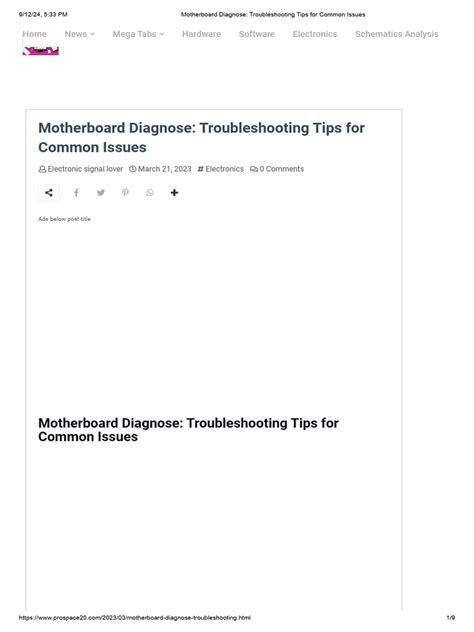 Motherboard Diagnose Troubleshooting Tips For Common Issues Pdf Bios Troubleshooting