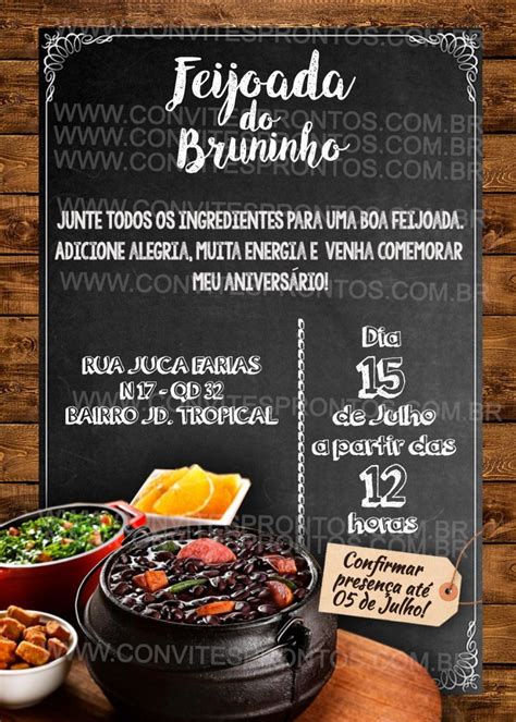 Convite De Aniversário Tema Feijoada 2 R 20 00 Em Mercado Livre