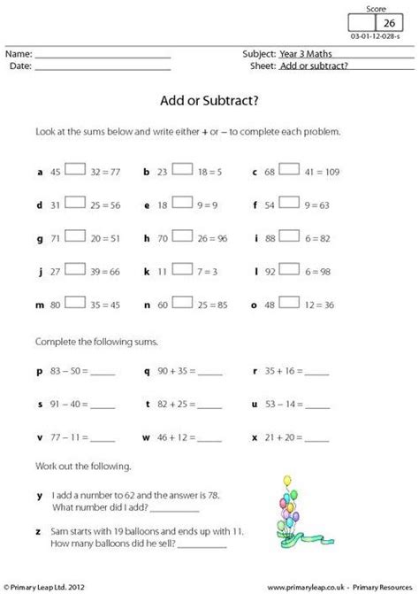 Uk Add Or Subtract Worksheet Free Math Worksheets