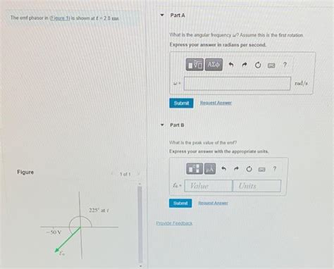 Solved The Emf Phasor In Figure 1 Is Shown At T28 Ms
